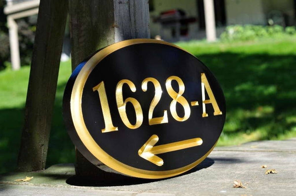House Number Sign with Directional Arrow – The Carving Company