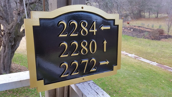 Multiple House Number Plaque with arrows – The Carving Company
