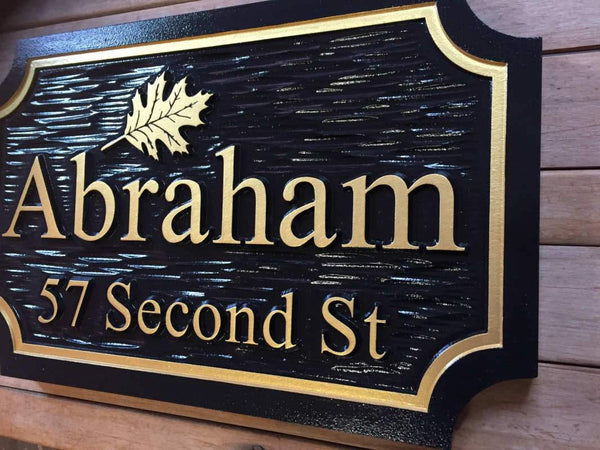 Custom Carved Family Name and Address sign with Oak Leaf – The Carving ...