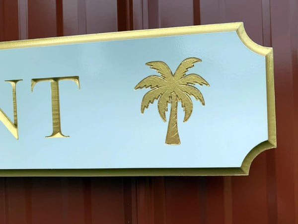 Custom Carved Quarterboard sign with Palm Trees - Add your name – The ...