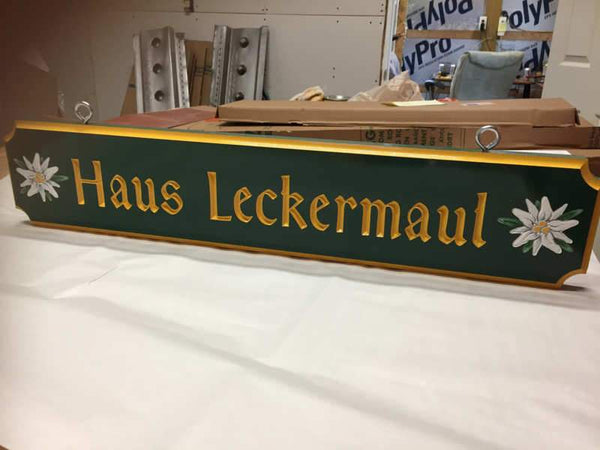 Quarterboard with German Style Font and Edelweiss-Add your own name ...