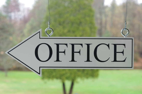 Arrow Shaped Office Sign Pointing Left of Right – The Carving Company