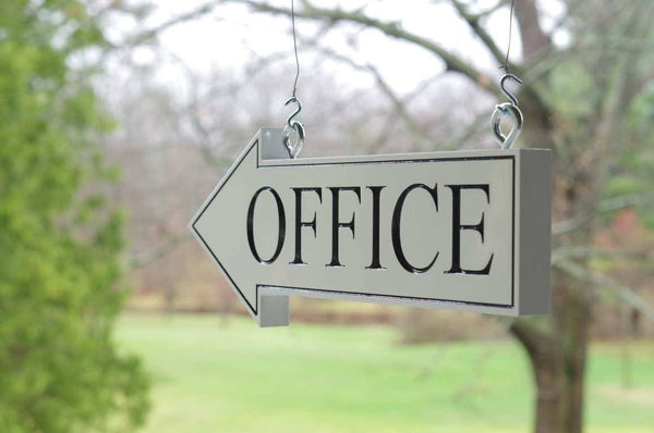 Arrow Shaped Office Sign Pointing Left of Right – The Carving Company