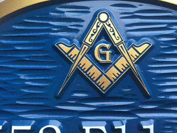 Address Sign with Freemason symbol or other image – The Carving Company