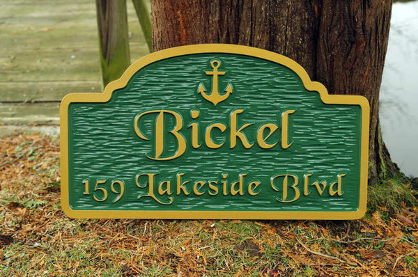 Anchor sign Arched - Last name - House number – The Carving Company