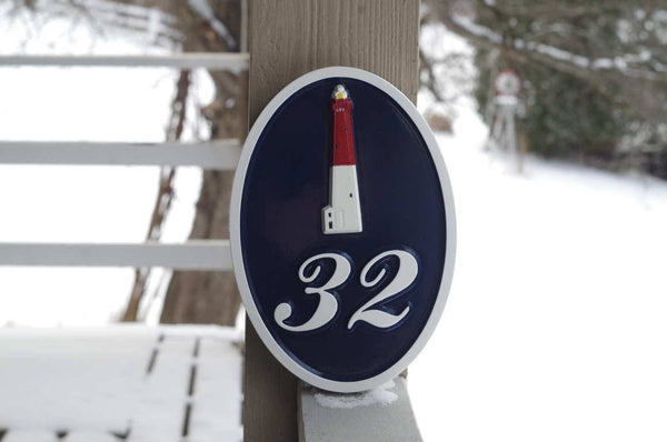 Lighthouse House Number Sign Custom Made – The Carving Company