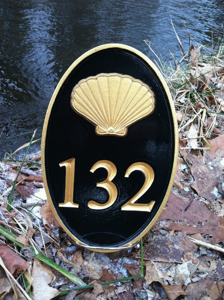House number sign with beach theme - Your Number – The Carving Company