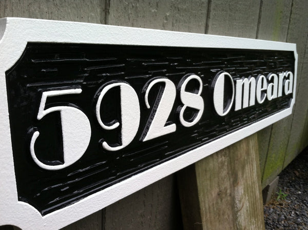 Address Sign with Street Name with Broadway Font – The Carving Company