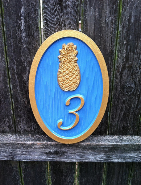 Street Number sign with Pineapple (A71) – The Carving Company
