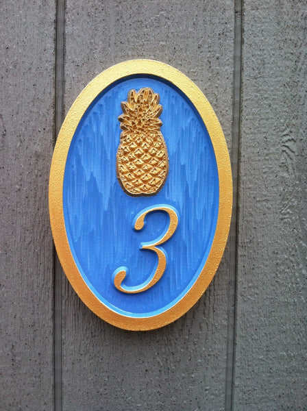 Street Number sign with Pineapple (A71) – The Carving Company
