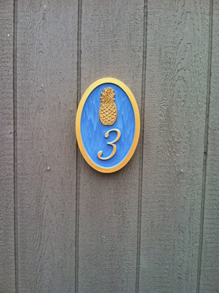 Street Number sign with Pineapple (A71) – The Carving Company