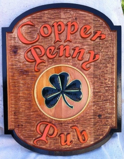 Custom Carved Cedar Wood Pub Sign – The Carving Company