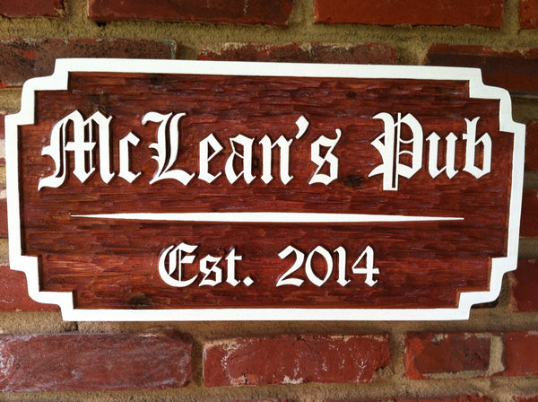 Custom Carved Mahogany Old English Pub Sign – The Carving Company