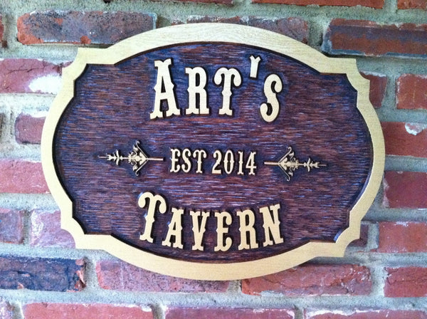 Customized Carved Oak Tavern pub - Bar Sign – The Carving Company