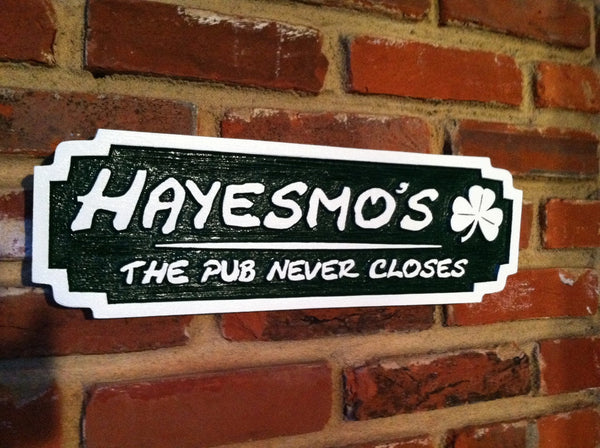 Custom Carved Pub Sign with Your Name and Shamrock – The Carving Company