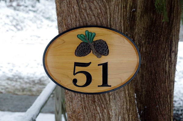 Maple Leaf House Number sign - Carved Cedar – The Carving Company