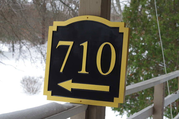 Custom Carved House Number - Street address Sign with Arrow – The ...